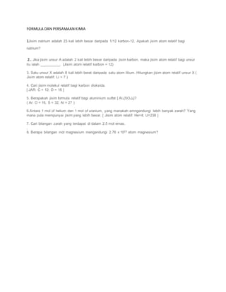 Formula dan persamaan kimia | DOCX
