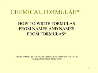 Chemical Formulae | PPSX | Chemistry | Science