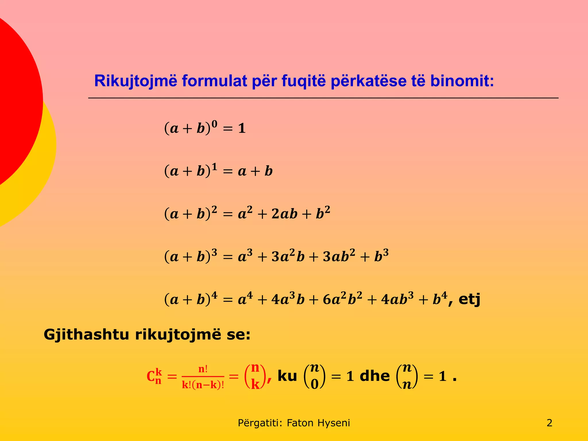 Formula e binomit | PPSX