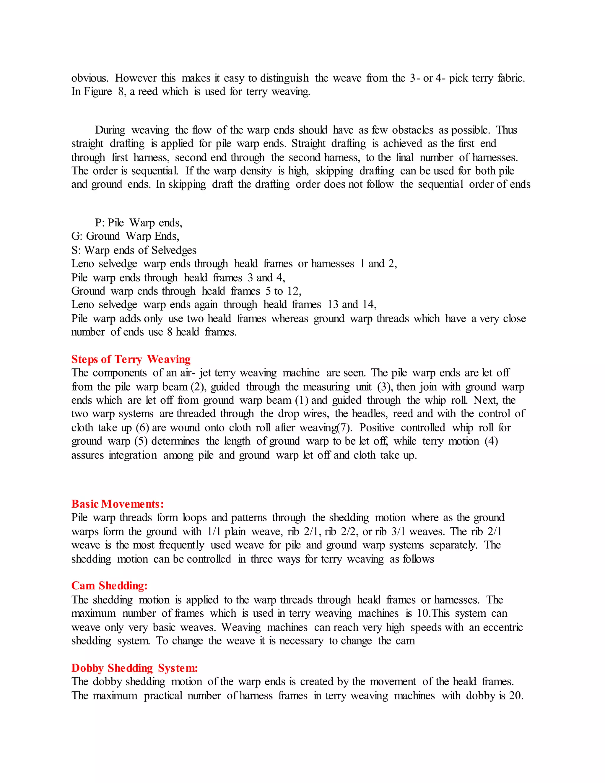Formulae for production calculations for terry towel | DOCX
