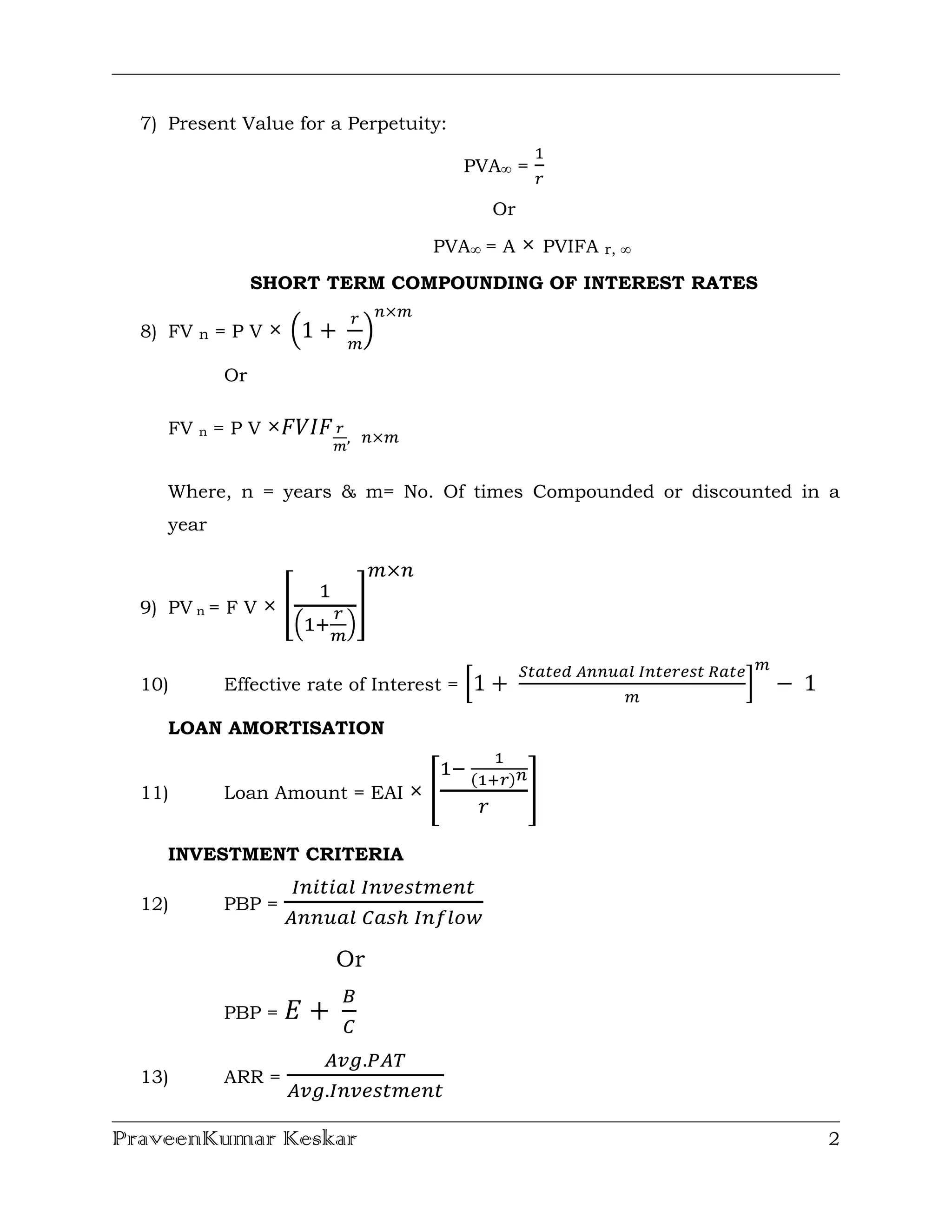 Formulae of financial management | PDF