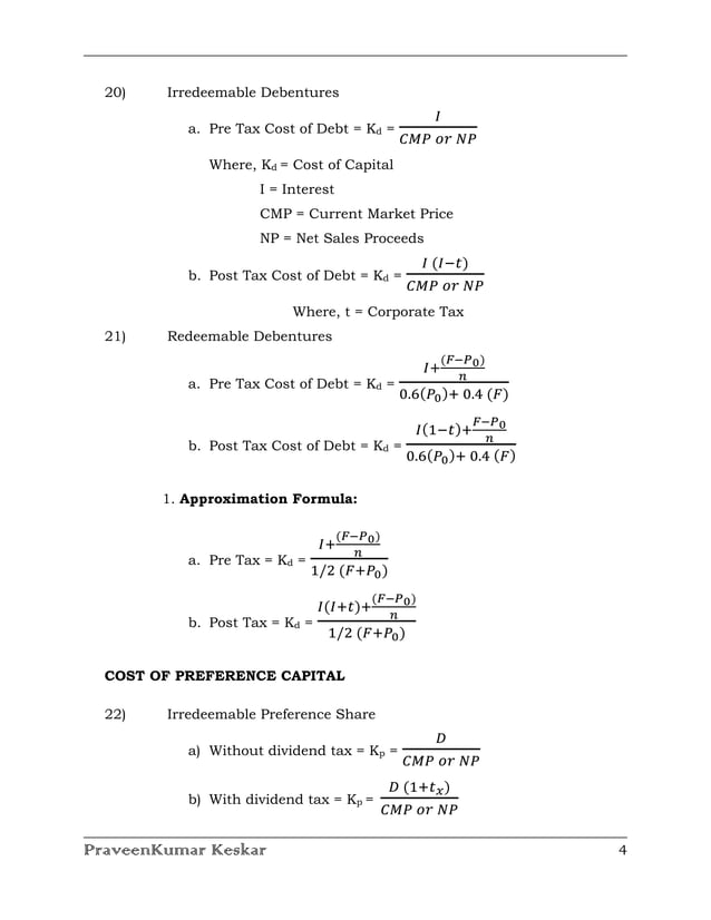 Formulae of financial management | PDF