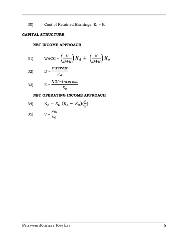 Formulae of financial management | PDF