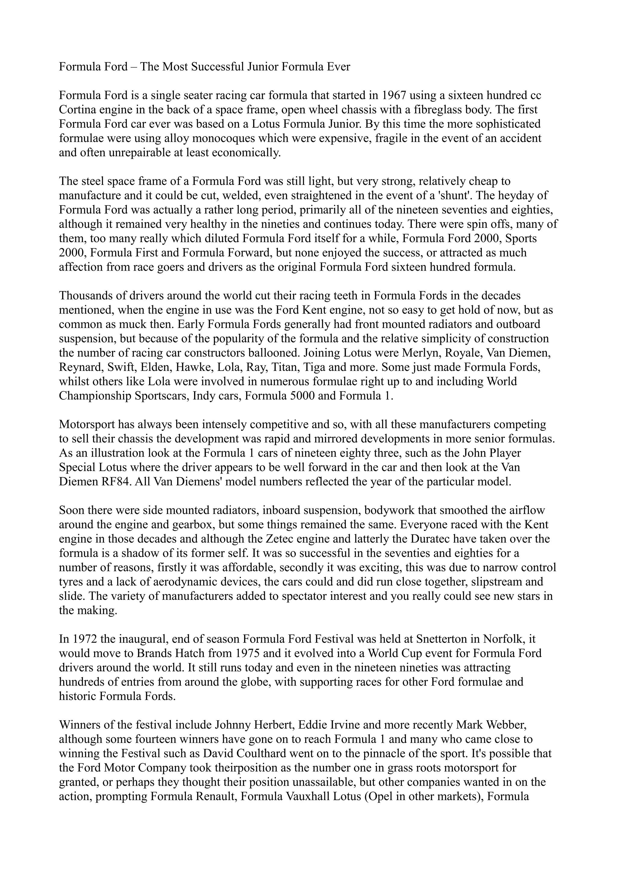 Formula ford article | PDF