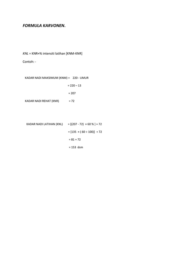 Formula karvonen | DOCX