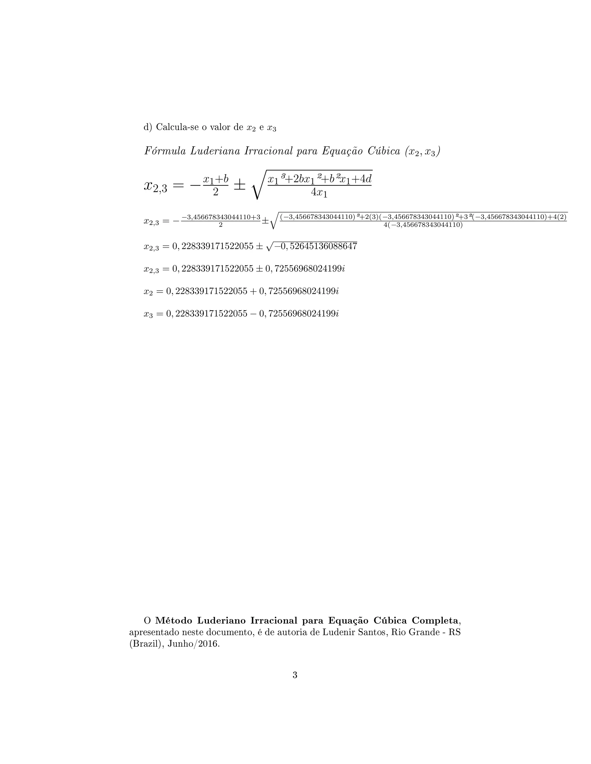 Formula Luderiana para Equação Cúbica Completa | PDF