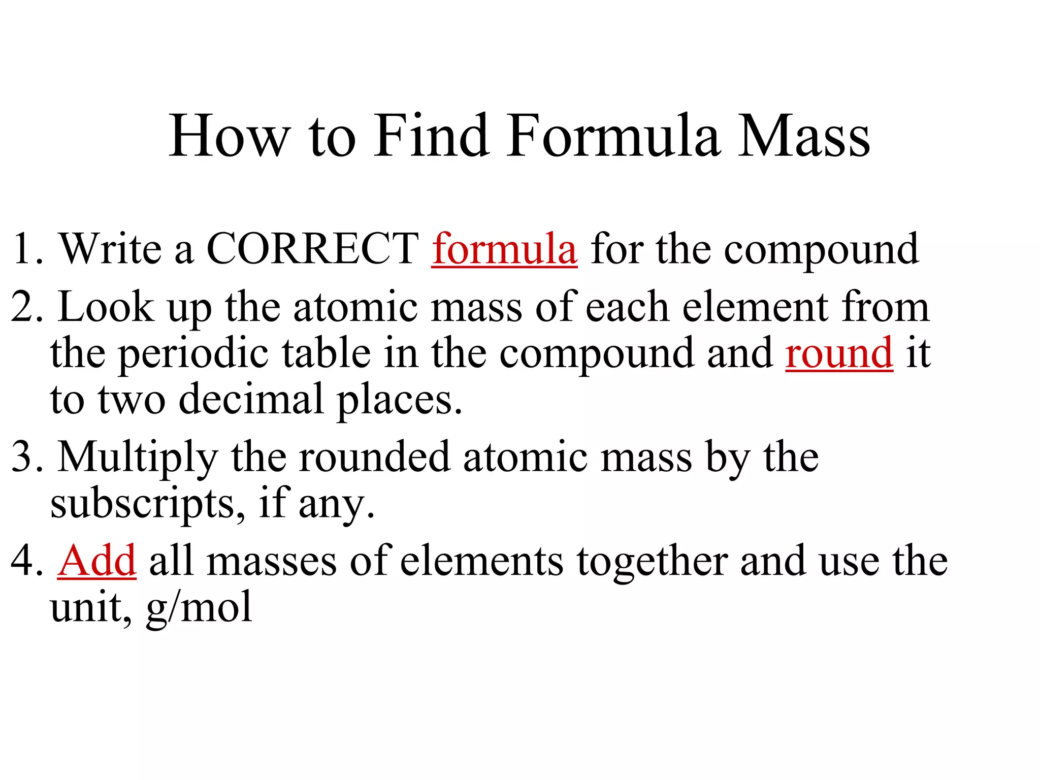 Formula mass powerpoint | PPT
