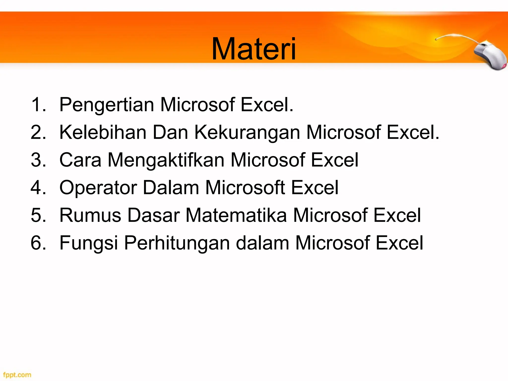 Formula Bentu Rumus pada Microsoft Excel | PPT