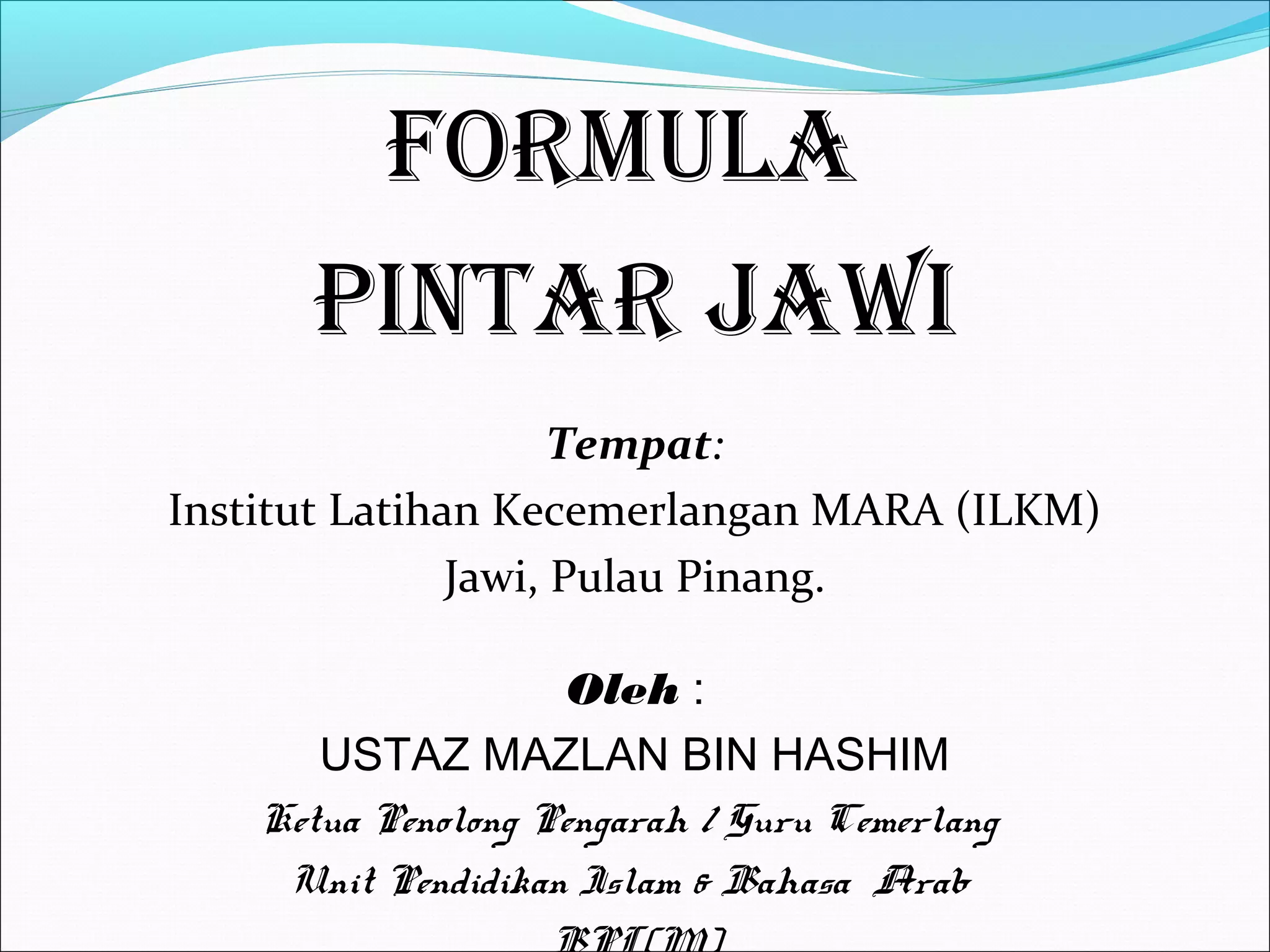Formula Pintar Jawi | PPT