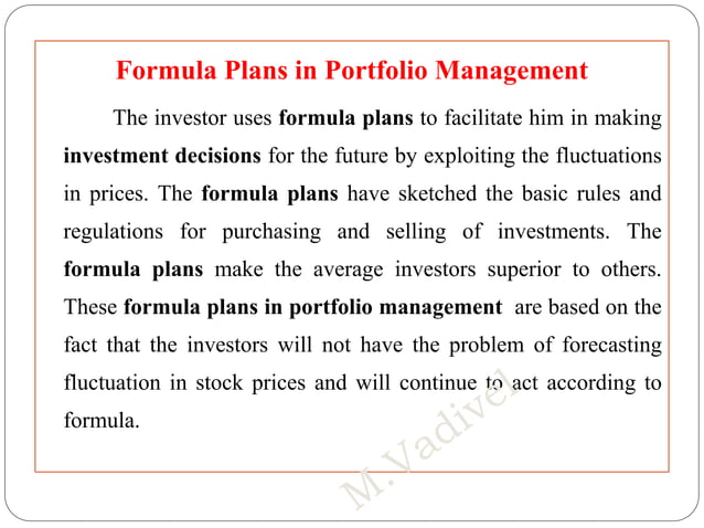 Formula Plans in portfolio management Selection | PPTX