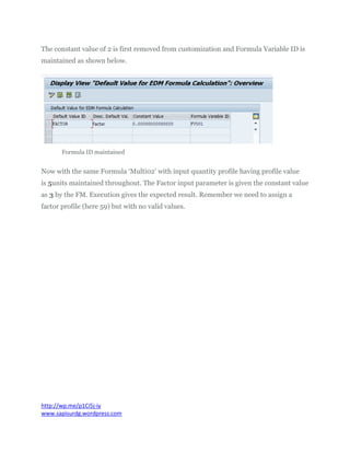 Formula Profile: Define Default Values for Input Parameters | PDF