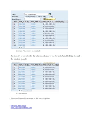 Formula Profile: Define Default Values for Input Parameters | PDF