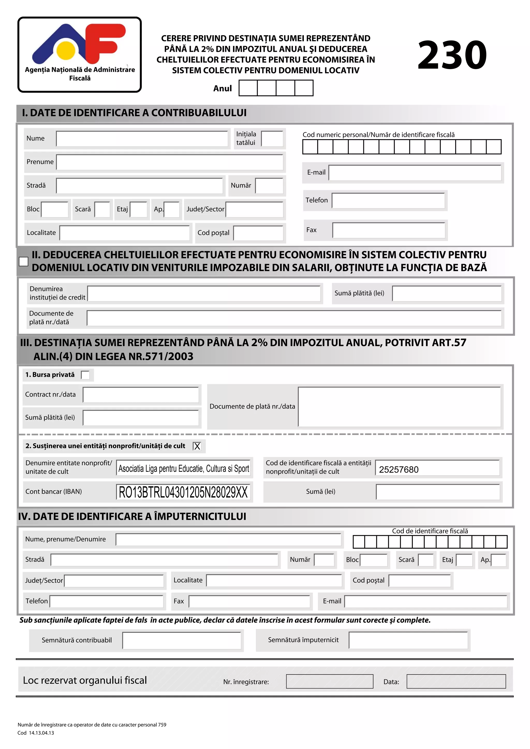 Formular 230 - Nu risipi 2% | PDF