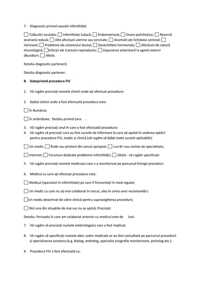 Formular chestionar feedback fiv | PDF