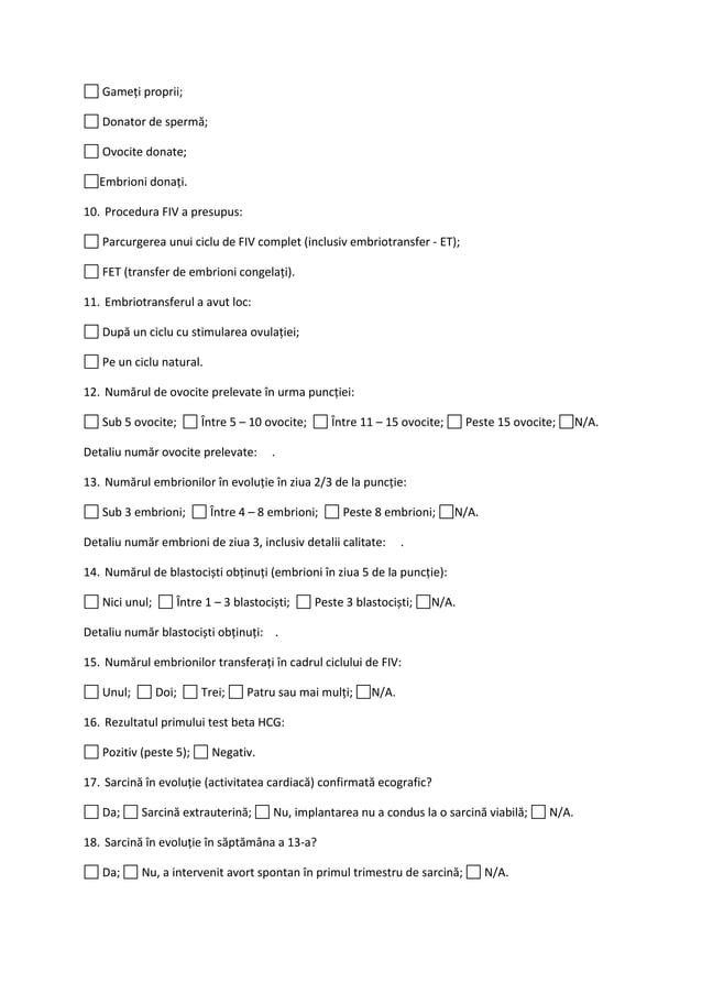Formular chestionar feedback fiv | PDF