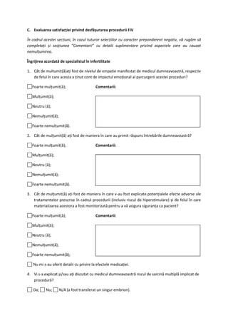 Formular chestionar feedback fiv | PDF