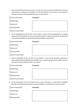 Formular chestionar feedback fiv | PDF