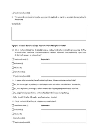 Formular chestionar feedback fiv | PDF