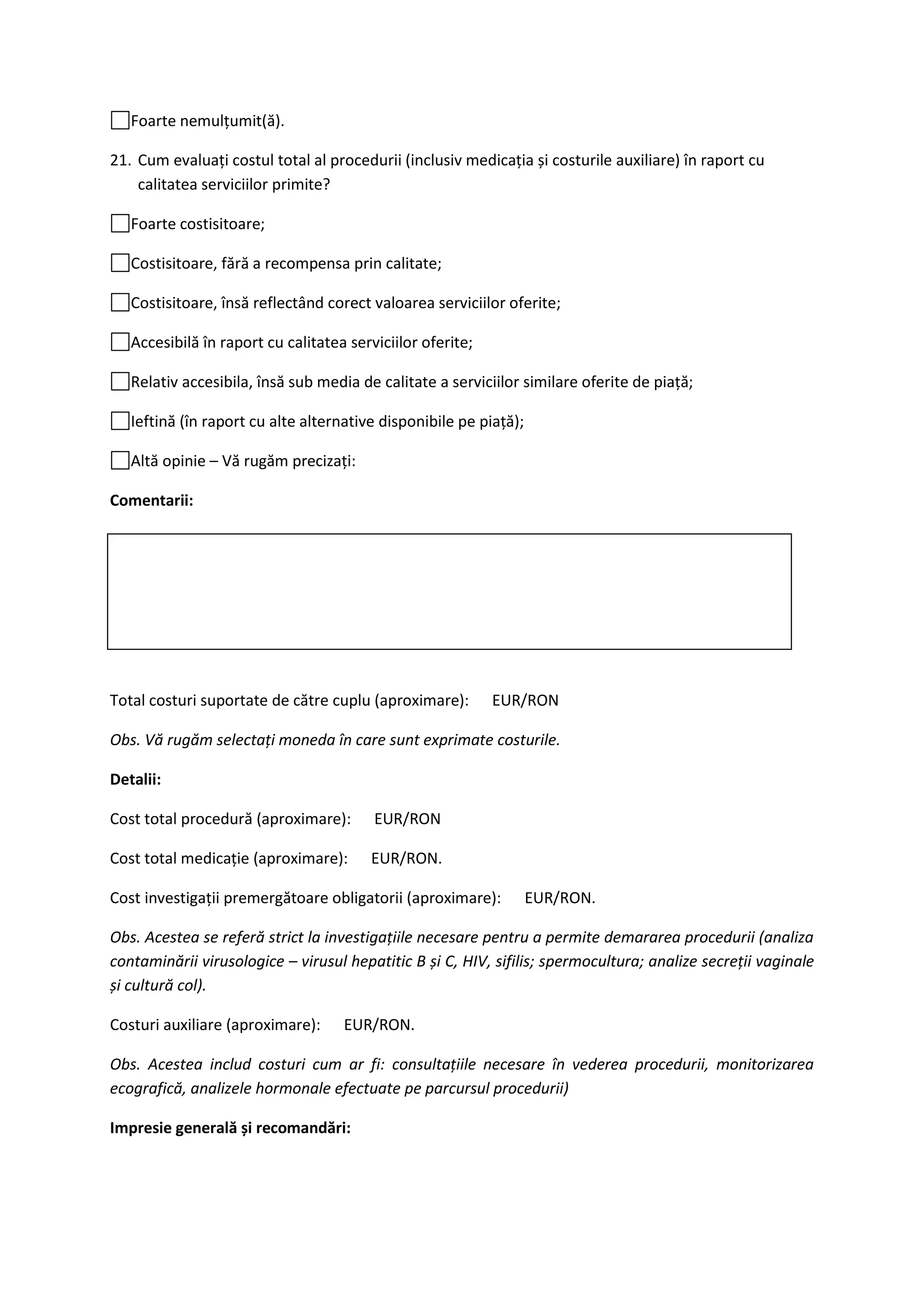 Formular chestionar feedback ia | PDF