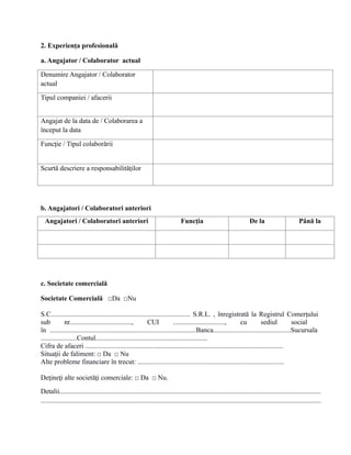 Formular de candidatura pentru franciza RITTER BROKER | PDF