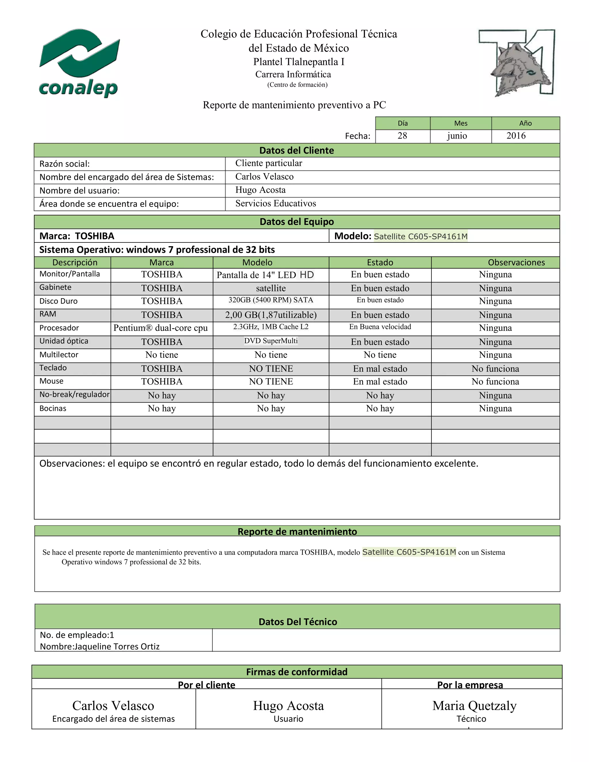 Formulario de mantenimeinto preventivo | PDF | Computing | Technology & Computing