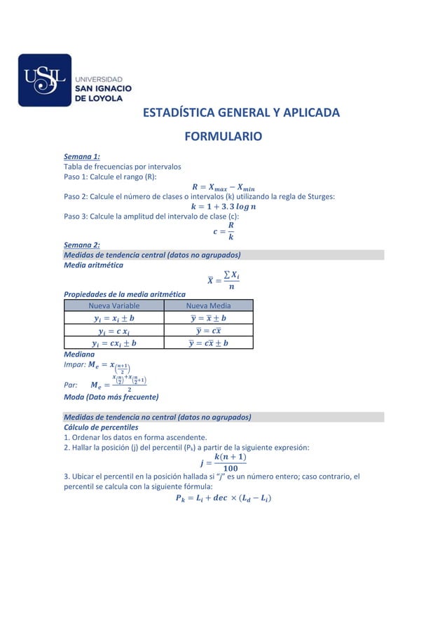 Formulario estadistica | PDF