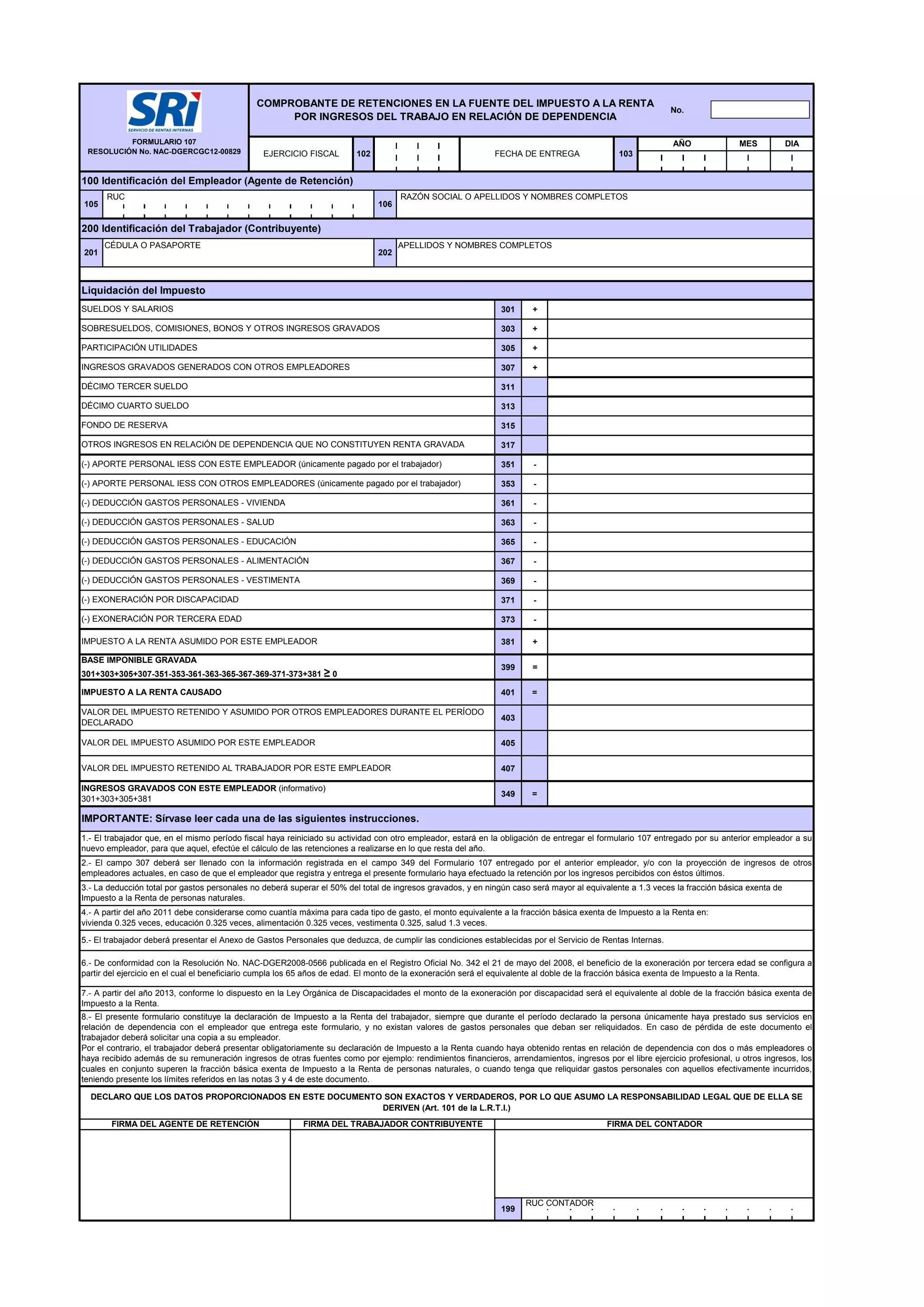 Formulario 107 | PDF