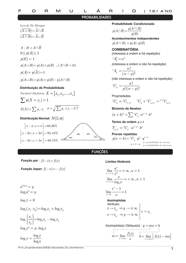 Formulario 12º ano | PDF
