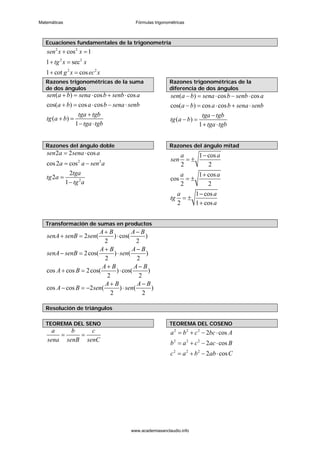 Formulario%20trigonometria%5 b1%5d | PDF