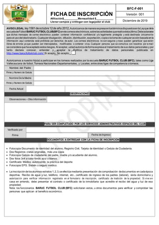 Formulario baruc | DOCX