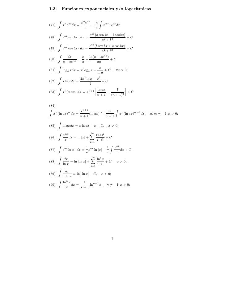 Formulario De Integrales