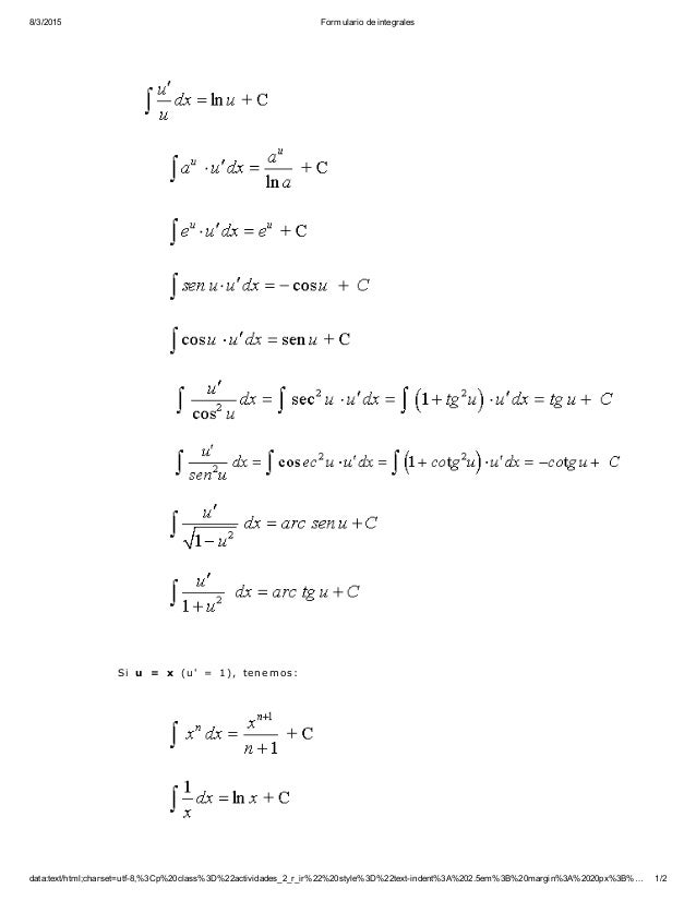Formulario De Integrales