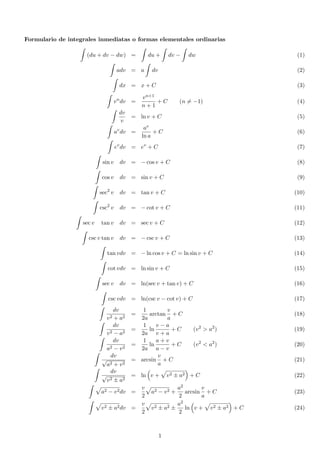 Formulario integrales | PDF