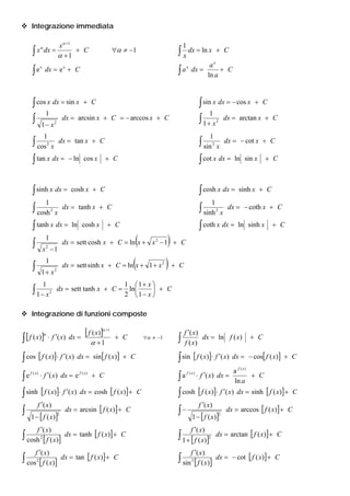 Formulario integrali proprietà e alcuni integrali particolari (mia) | PDF | Physics | Science