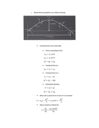 Formulario de física: Cinemática y vectores | PDF