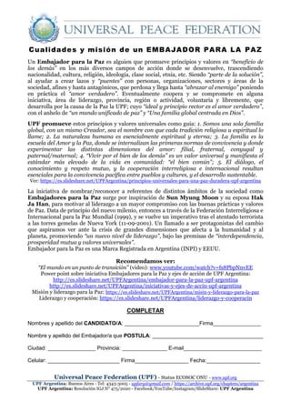 Formulario postulación a Embajadores para la Paz 2024 - UPF Argentina | DOC