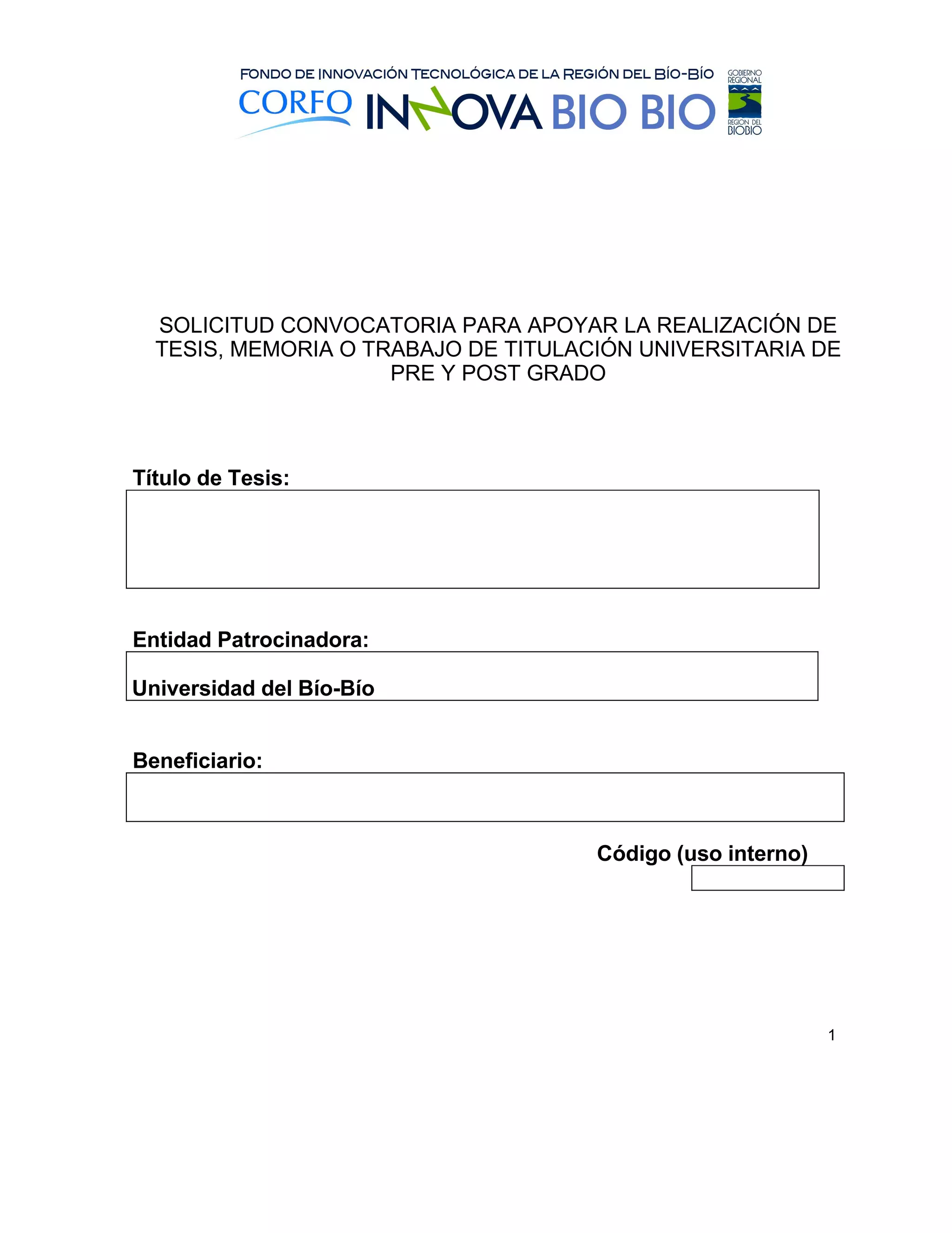 Formulario proyecto innova tesis | PDF