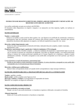 Formularios registros y permisos sanitarios invima | PDF