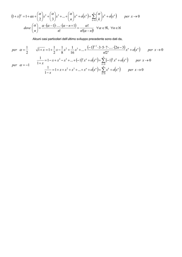 Formulario studio di funzione campi di esistenza, limiti notevoli e sviluppo in serie di taylor ...