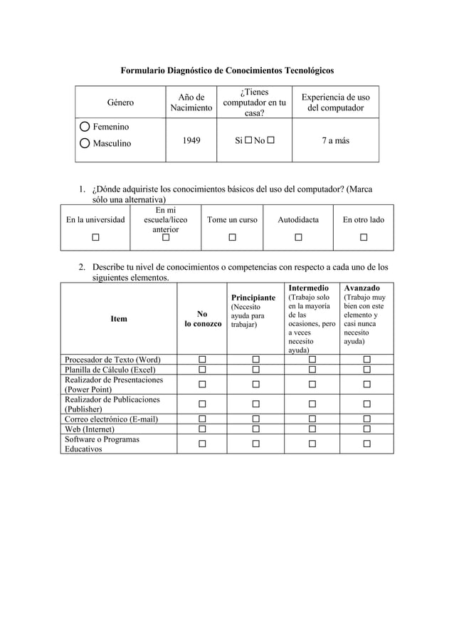 Formulario Tic | DOC