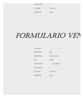 Formulario ventas | PDF | Women\'s Shoes and Footwear | Women\'s Fashion