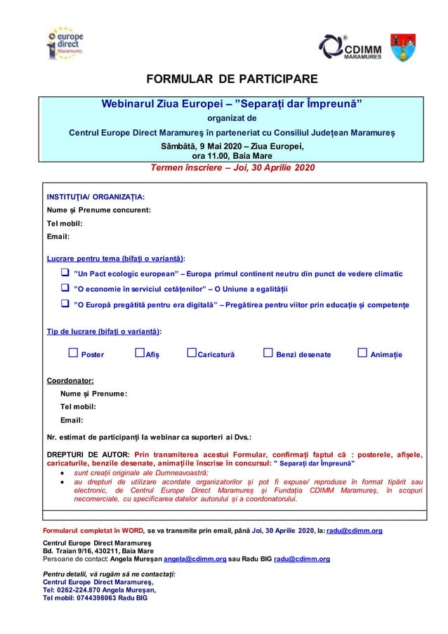 Formular participare 9 mai 2020 | PDF