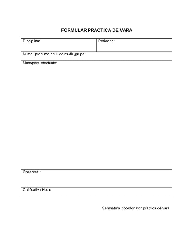 ilincaFormular practica de vara (1) | PDF