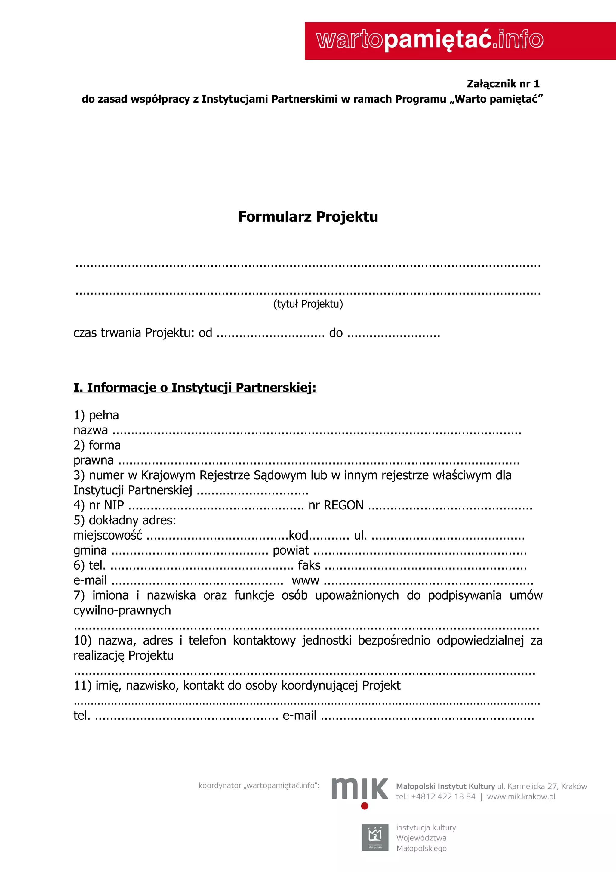 Formularz Projektu Zalacznik Nr 1 1 | PDF