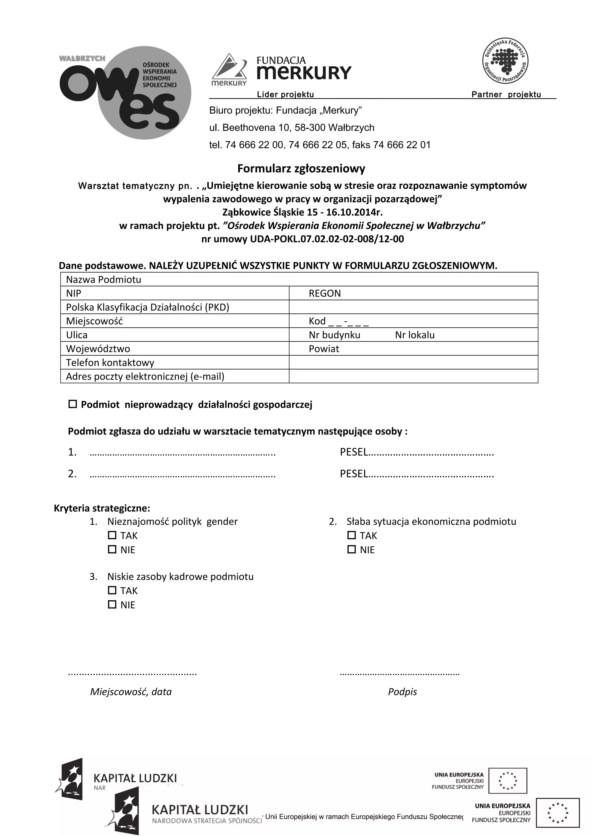 Formularz zgloszeniowy | PDF