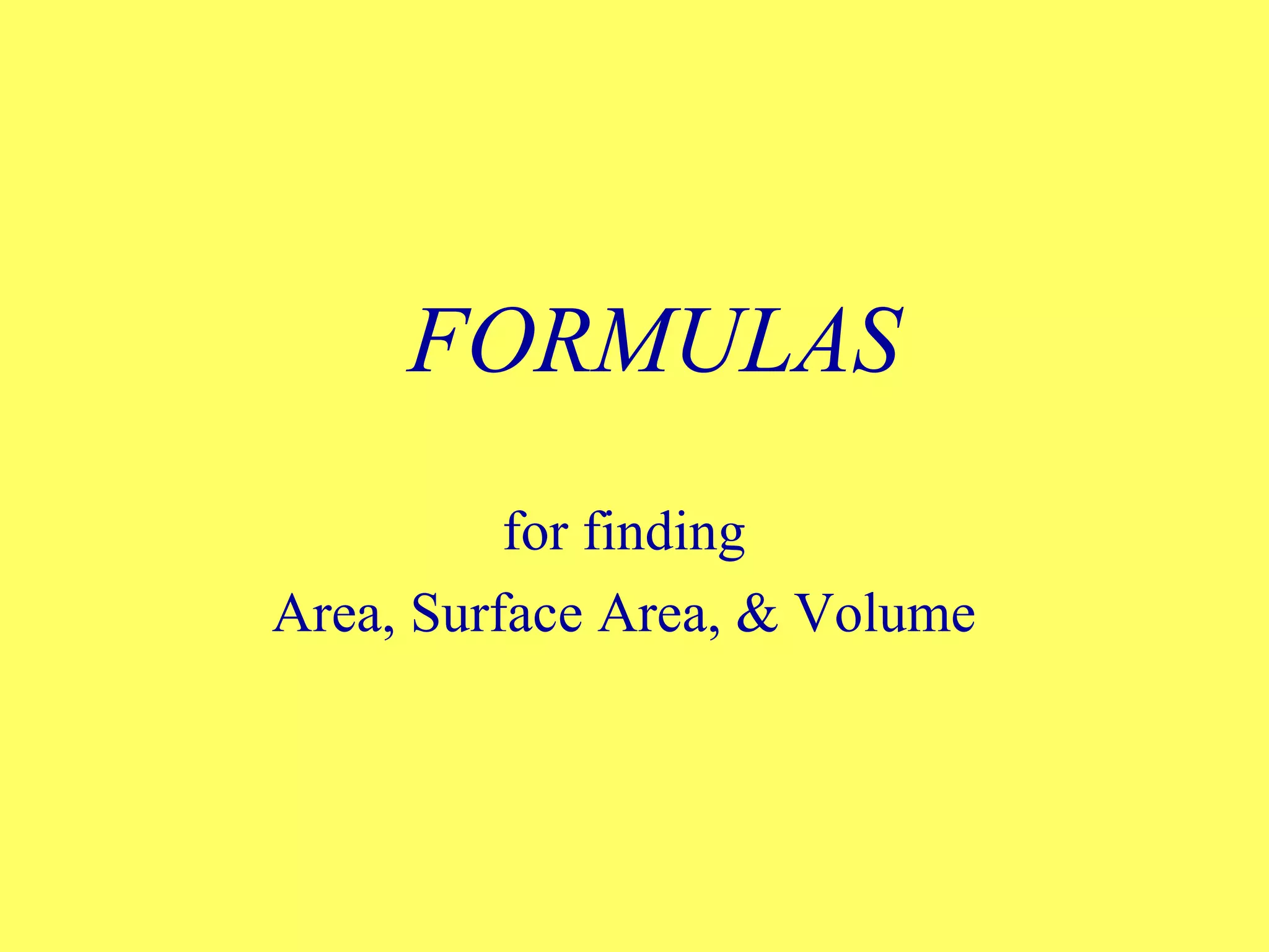 Formulas for Unit 10 | PPT