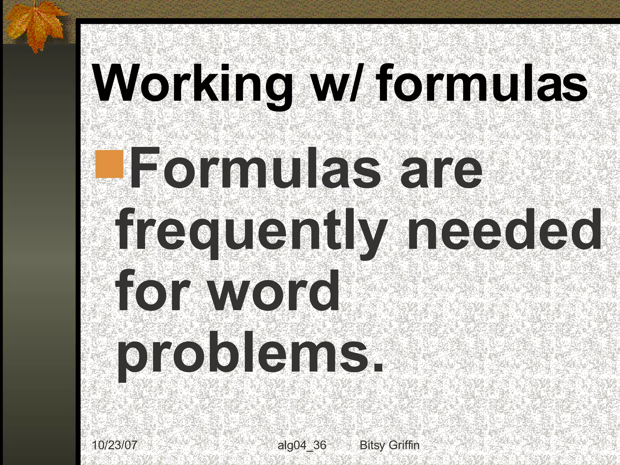 Formulas | PPT