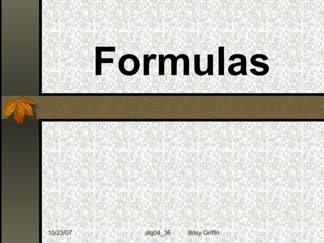 Formulas | PPT