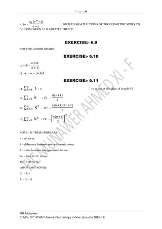 Formulas , formulae for class xi math | DOCX