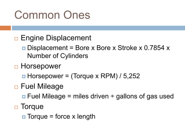 !Math Formulas for Automotive Mechanics! | PPT